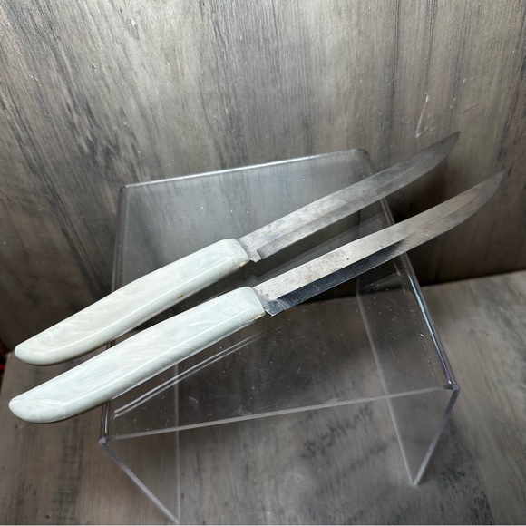 Dining | Vintage Retro Quikut Chefs Steak Knife Set White Handle Mcm ...